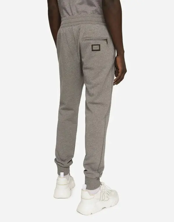 Dolce & Gabbana Jersey Jogging Pants With Branded Tag - Gray