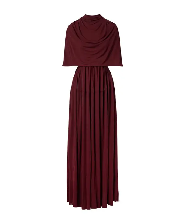 Proenza Schouler Frankie Cape-effect Pleated Maxi Dress - Brown
