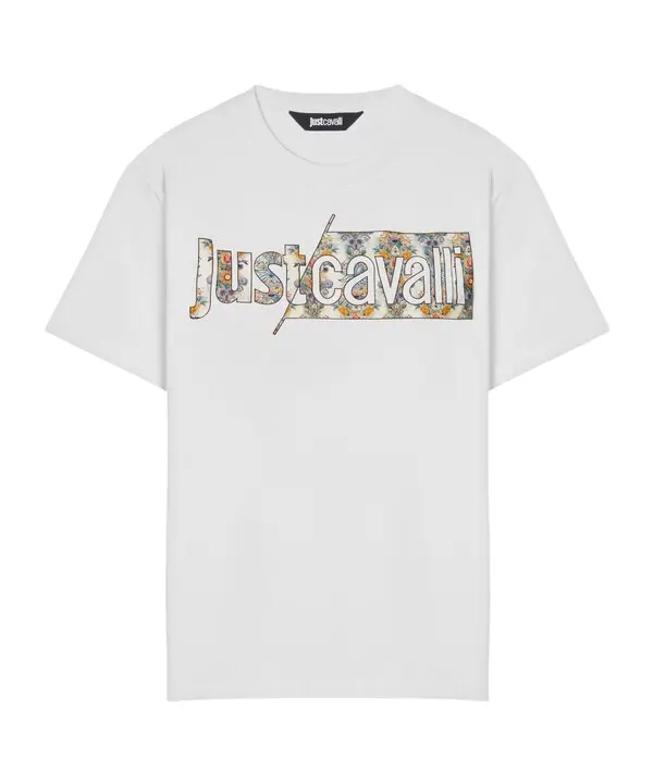 Just Cavalli Floral Logo T-shirt - White