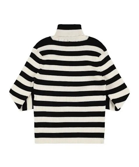 Balmain Striped Wool Cotton Turtleneck