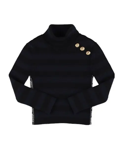 Balmain Striped Wool Cotton Turtleneck