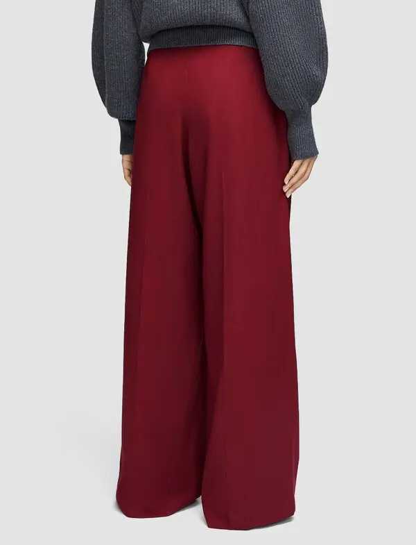 JOSEPH Forest Fine Wool Wide Leg Trousers - Ruby