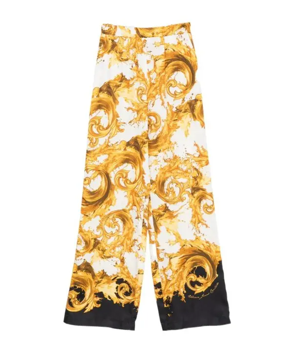 Versace Barocco-print Wide-leg Trousers - Yellow
