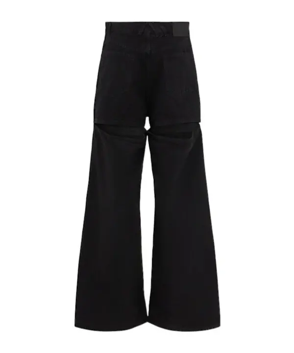 Attico Washed Canvas Cutout Wide Leg Jeans