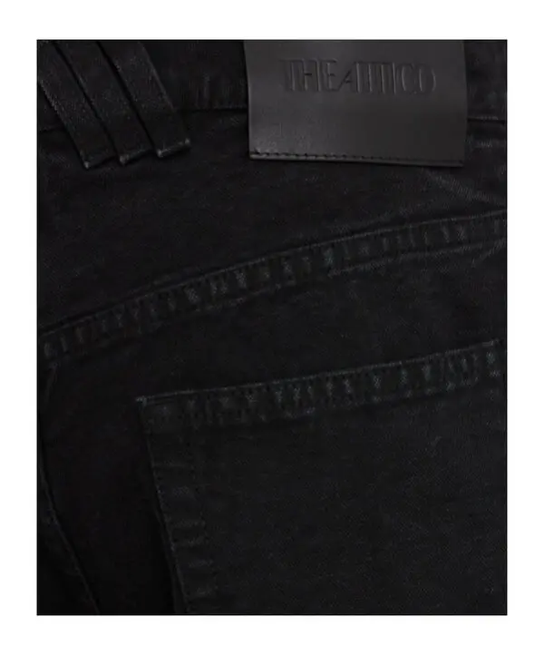 Attico Washed Canvas Cutout Wide Leg Jeans