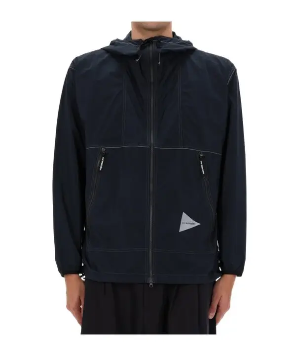 AND WANDER Pertex Hooded Windbreaker Jacket - Blue