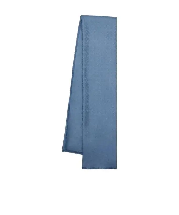 FERRAGAMO Logo Tassel Scarf - Blue