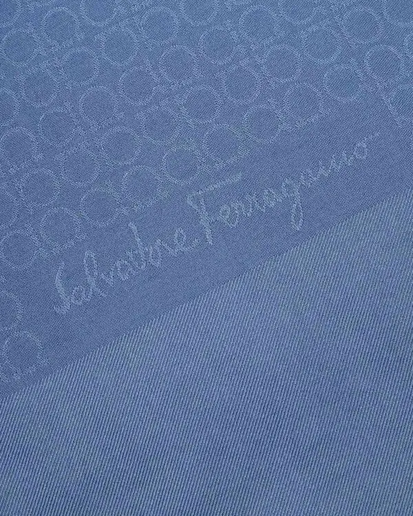 FERRAGAMO Logo Tassel Scarf - Blue