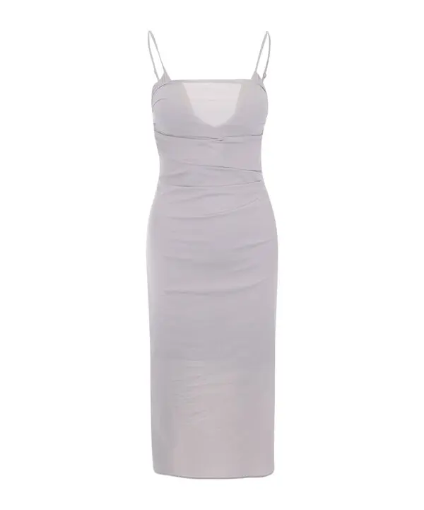 Patrizia Pepe Midi Bustier Poplin Dress - Fresh Grey