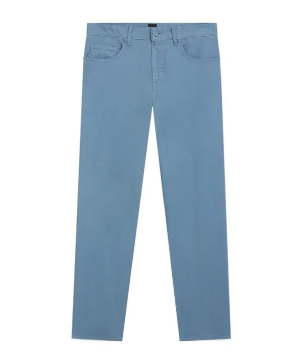Hugo Boss Maine Regular-fit Stretch-cotton Twill Trousers - Light Blue