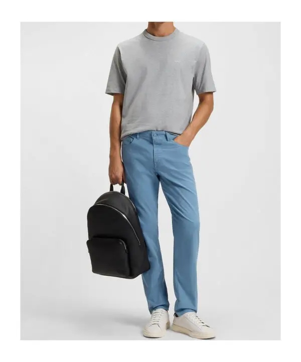 Hugo Boss Maine Regular-fit Stretch-cotton Twill Trousers - Light Blue