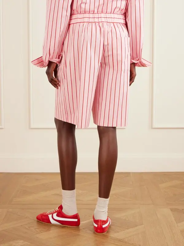 Dries Van Noten Pomy Bis Striped Cotton Shorts - Pink