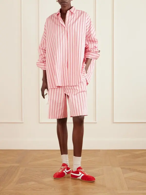Dries Van Noten Pomy Bis Striped Cotton Shorts - Pink