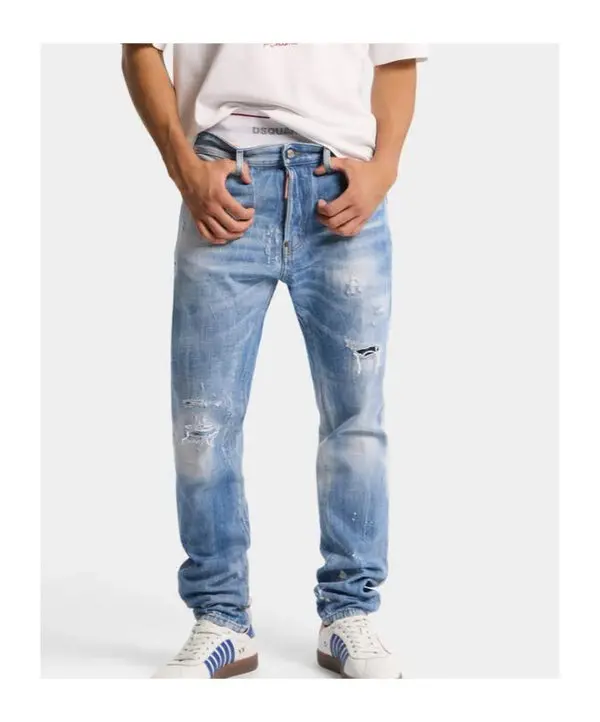 Dsquared2 Teddy Distressed Straight-leg Jeans - Blue