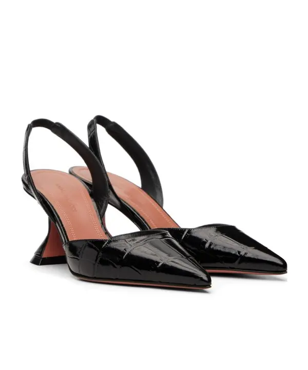 Amina Muaddi Holli Sling 70 Pointed-toe High-heeled Sandals - Black