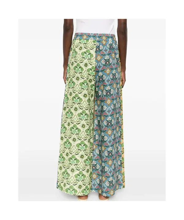 ALEMAIS Printed Wide-leg Drawstring Pants - Green