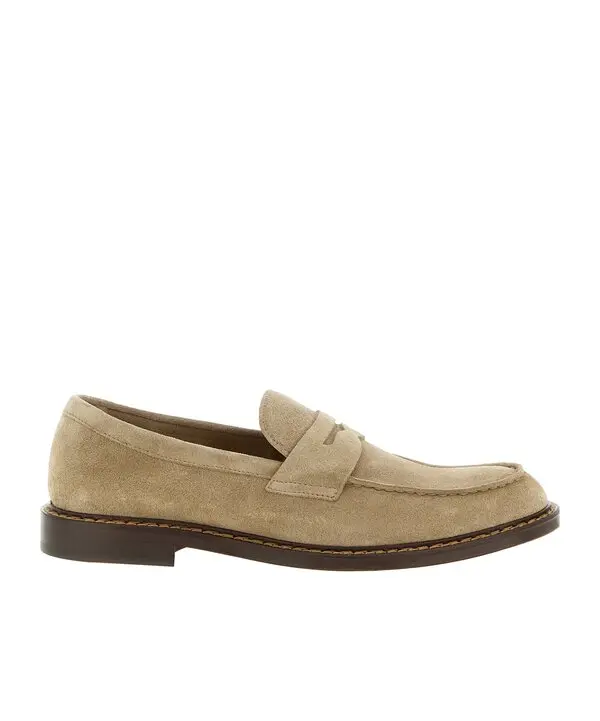 DOUCAL'S Suede Penny Loafers - Brown