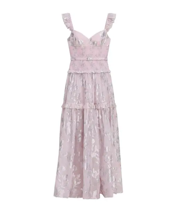 SELF-PORTRAIT Chiffon Ruffled Maxi Dress - Pink
