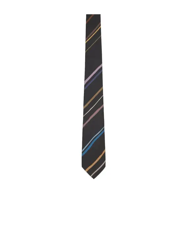 Paul Smith Diagonal Painted Stripe Pointed Tie - Black