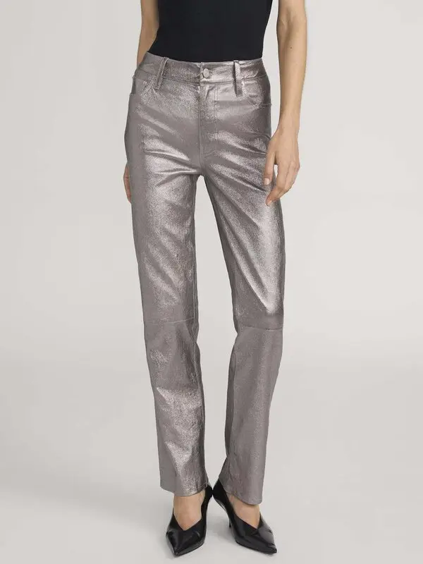 FRAME Metallic Straight Leg Trousers