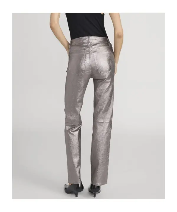 FRAME Metallic Straight Leg Trousers