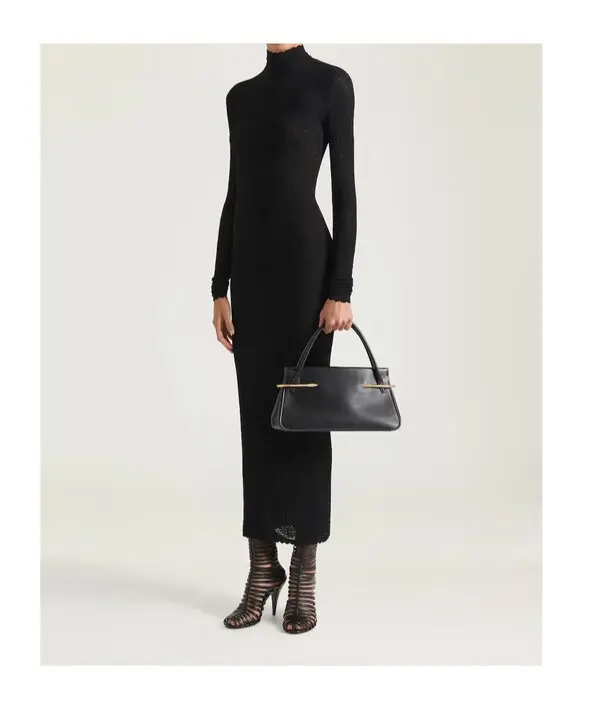 Givenchy Knitted Floral Lace Long Sleeve Midi Dress