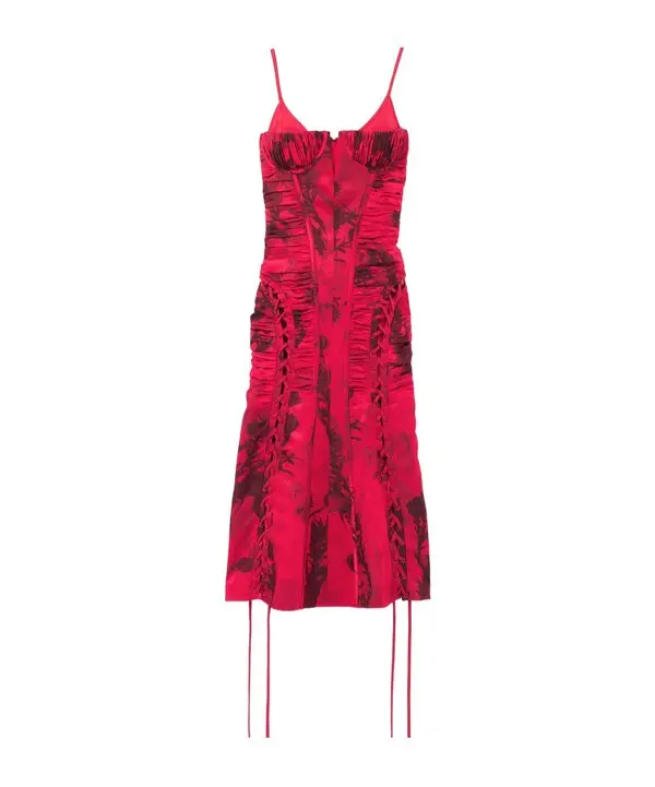 Alexander McQueen Floral Print Lace-up Midi Dress