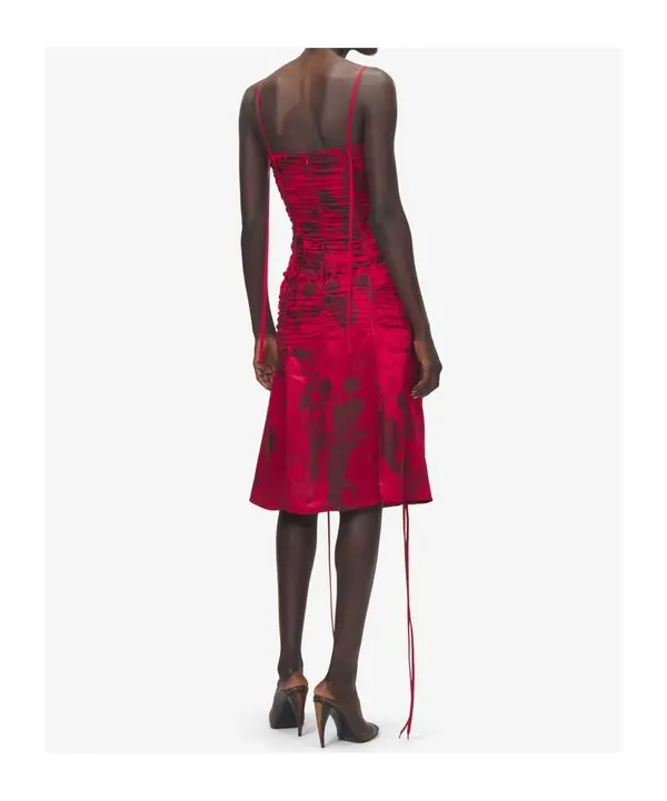 Alexander McQueen Floral Print Lace-up Midi Dress