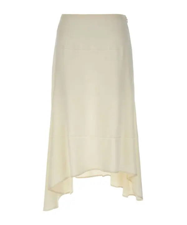 Victoria Beckham Asymmetric Midi Skirt - Ivory White