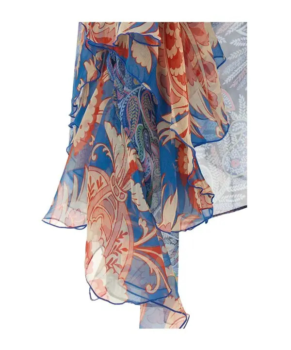 Etro Ruffled Chiffon V-neck Blouse - Multicolor