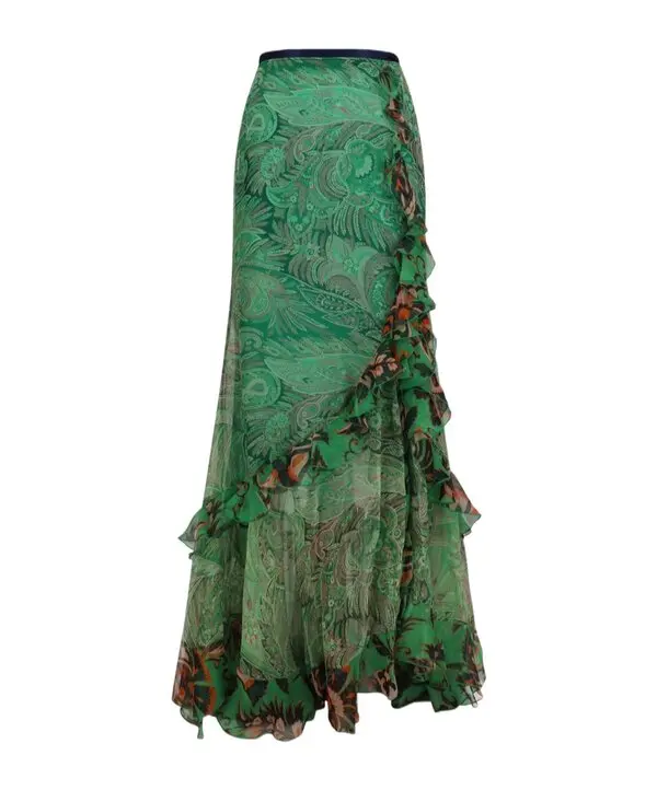 Etro Paisley Printed Ruffled Maxi Skirt
