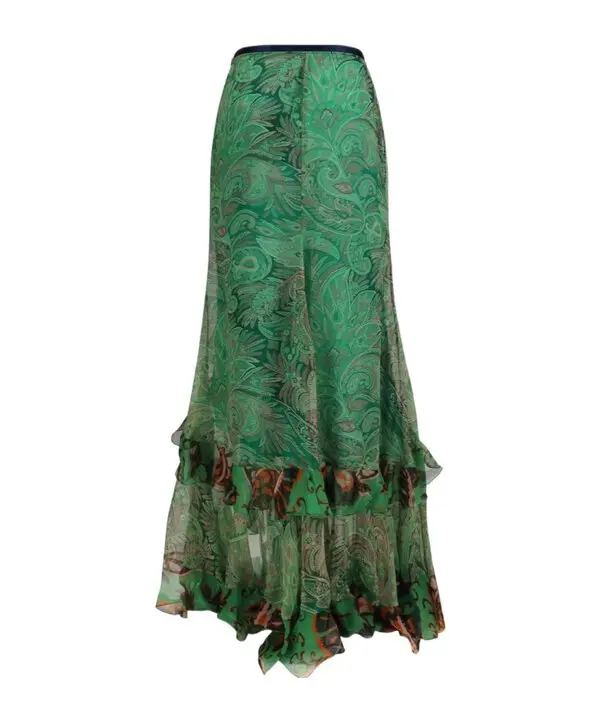 Etro Paisley Printed Ruffled Maxi Skirt