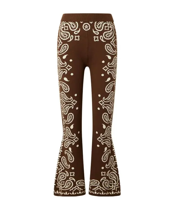 Farm Rio Jacquard-knit Flared Pants - Brown
