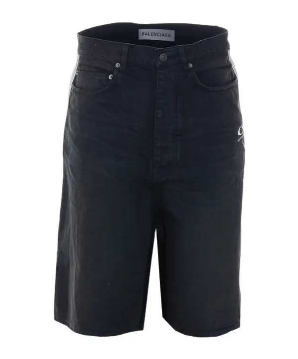 Balenciaga Piping Detail Denim Shorts - Black