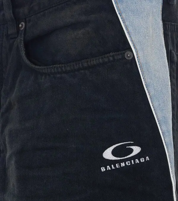 Balenciaga Piping Detail Denim Shorts