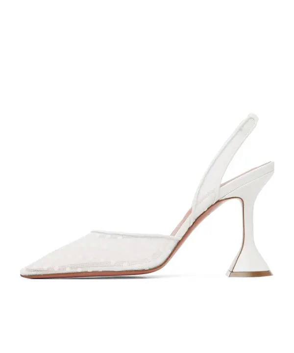 Amina Muaddi Holli 95 Lace Sling Pointed-toe High-heeled Sandals