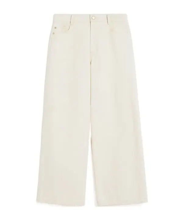Max Mara Wide Leg Button Trousers - Sand-colored