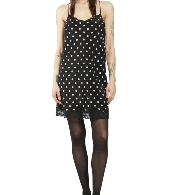 Saint Laurent Polka Dot Lace Trim Sundress