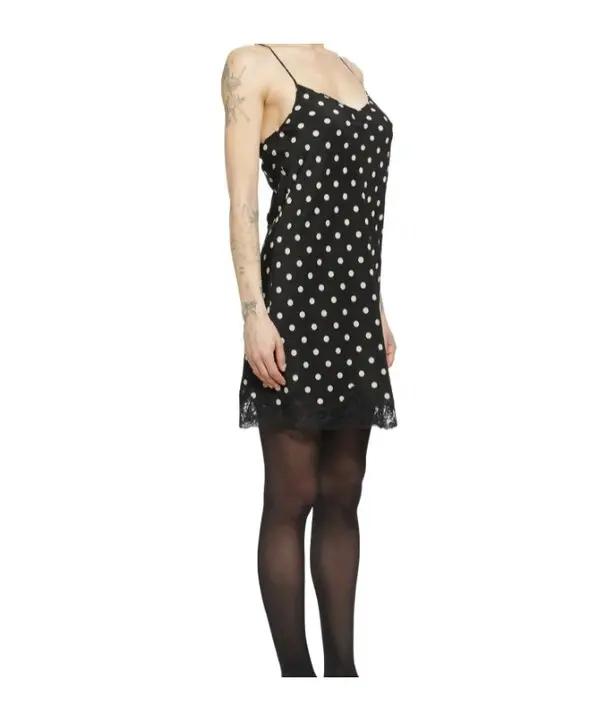 Saint Laurent Polka Dot Lace Trim Sundress