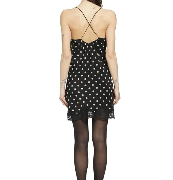 Saint Laurent Polka Dot Lace Trim Sundress