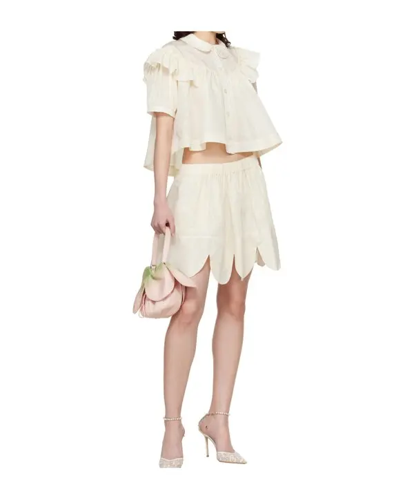 Simone Rocha Mini Skirt With Fan Lace Trim - Off White