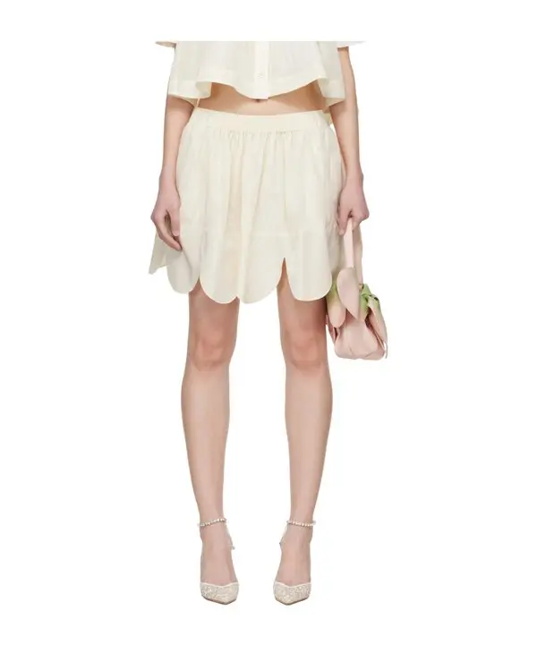 Simone Rocha Mini Skirt With Fan Lace Trim - Off White