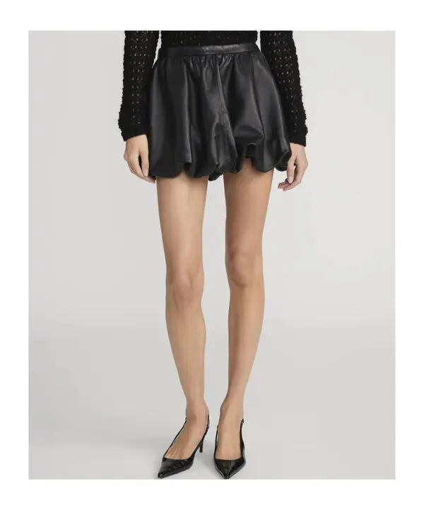 FRAME Leather Bubble Mini Skirt