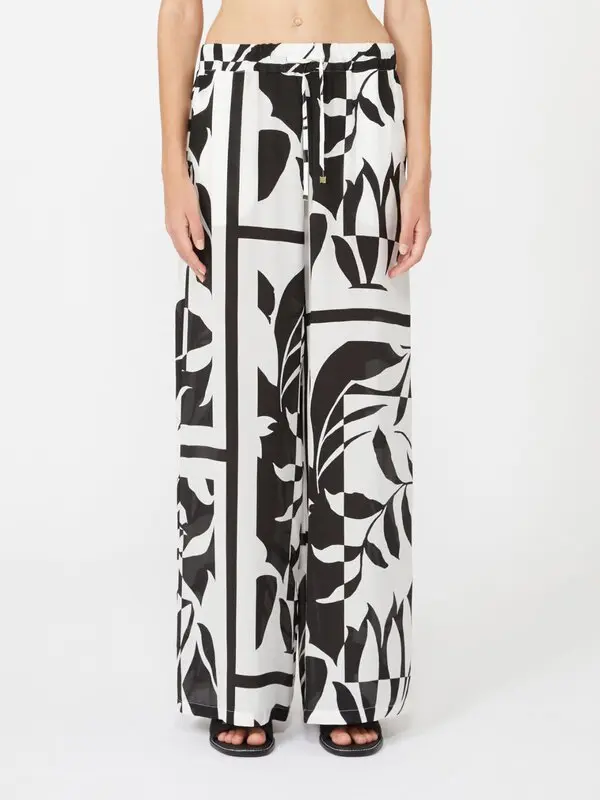 Max Mara Printed Palazzo Pants - Black