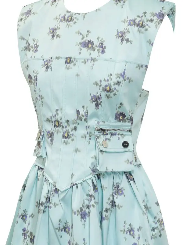GANNI Sleeveless Floral Corset Mini Dress