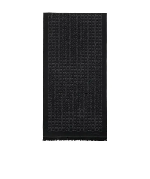 FERRAGAMO Logo Fringed Scarf - Black
