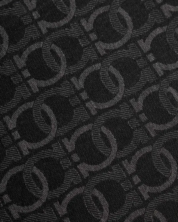 FERRAGAMO Logo Fringed Scarf - Black
