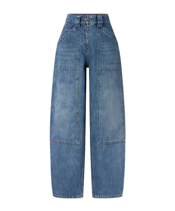 Co Paneled Mid-rise Barrel-leg Jeans