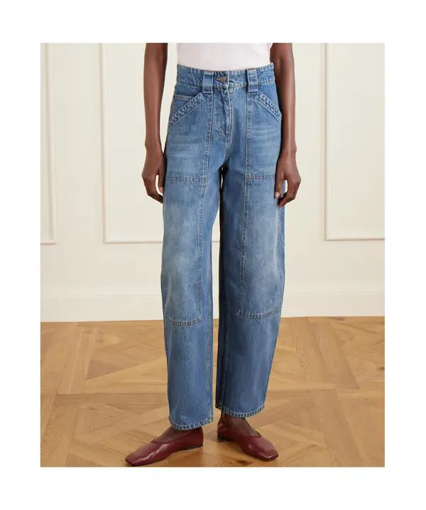 Co Paneled Mid-rise Barrel-leg Jeans