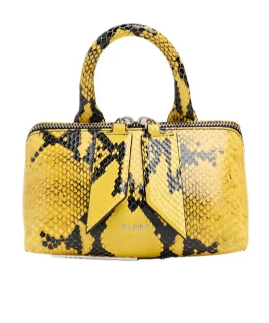 Attico Mini Friday Snake Print Leather Bag - Yellow